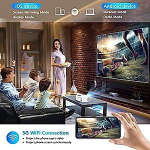 5G WiFi Bluetooth Native 1080P Projector, AILESSOM 20000 LM 450" Display Support 4K Movie Projector, High Brightness for Home Theater and Business, Compatible with iOS/Android/TV Stick/PS4/HDMI/USB