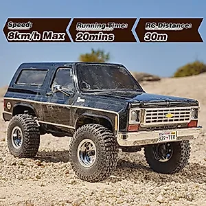 FMS 1/24 RC Crawler Officially Licensed Chevy K5 Blazer RC Car FCX24 RTR RC Pickup Truck SUV 4WD 2.4GHz Hobby RC Model 8km/h Mini Car RC Off-Road Remote Control Car (Black)