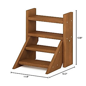 Furinno Tioman Outdoor Planter Staircase, Dark Red Meranti Hardwood