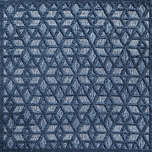 JONATHAN Y IBZ102B-5SQ Talaia Neutral Geometric Indoor Outdoor Area Rug Bohemian Geometric Easy Cleaning Bedroom Kitchen Backyard Patio Porch Non Shedding, 5' Square, Navy,JIBZ102
