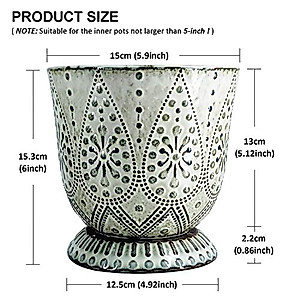 Gepege 6 Inch Beaded Ceramic Planter Set of 2 with Drainage Hole and Saucer for Plants, Indoor-Outdoor Large Round Succulent Orchid Flower Pot (Smoked Gray, for Inner-pots not Larger Than 5 Inch)