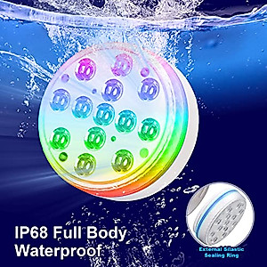 Submersible Swimming Pool Light 16 Colors Underwater led Lights Waterproof IP68 13 Super Bright LED with RF Remote Control Suitable for Pond Fountain Aquarium Flower Pot Garden Party (a pack of 1)