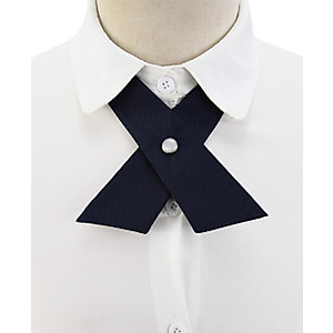 Women/Men Cross Bow Tie, Pre Tied Crossover Necktie For Janpanese School Girl JK & JC Uniform or Cosplay W-B-T2 (Black)
