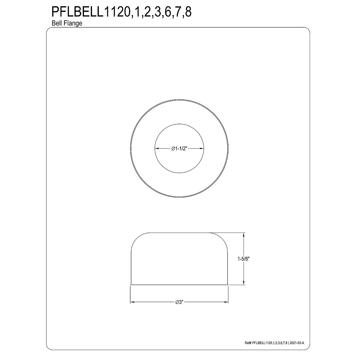 Kingston Brass PFLBELL1127 Made to Match 1-1/2-Inch Bell Flange, Brushed Brass