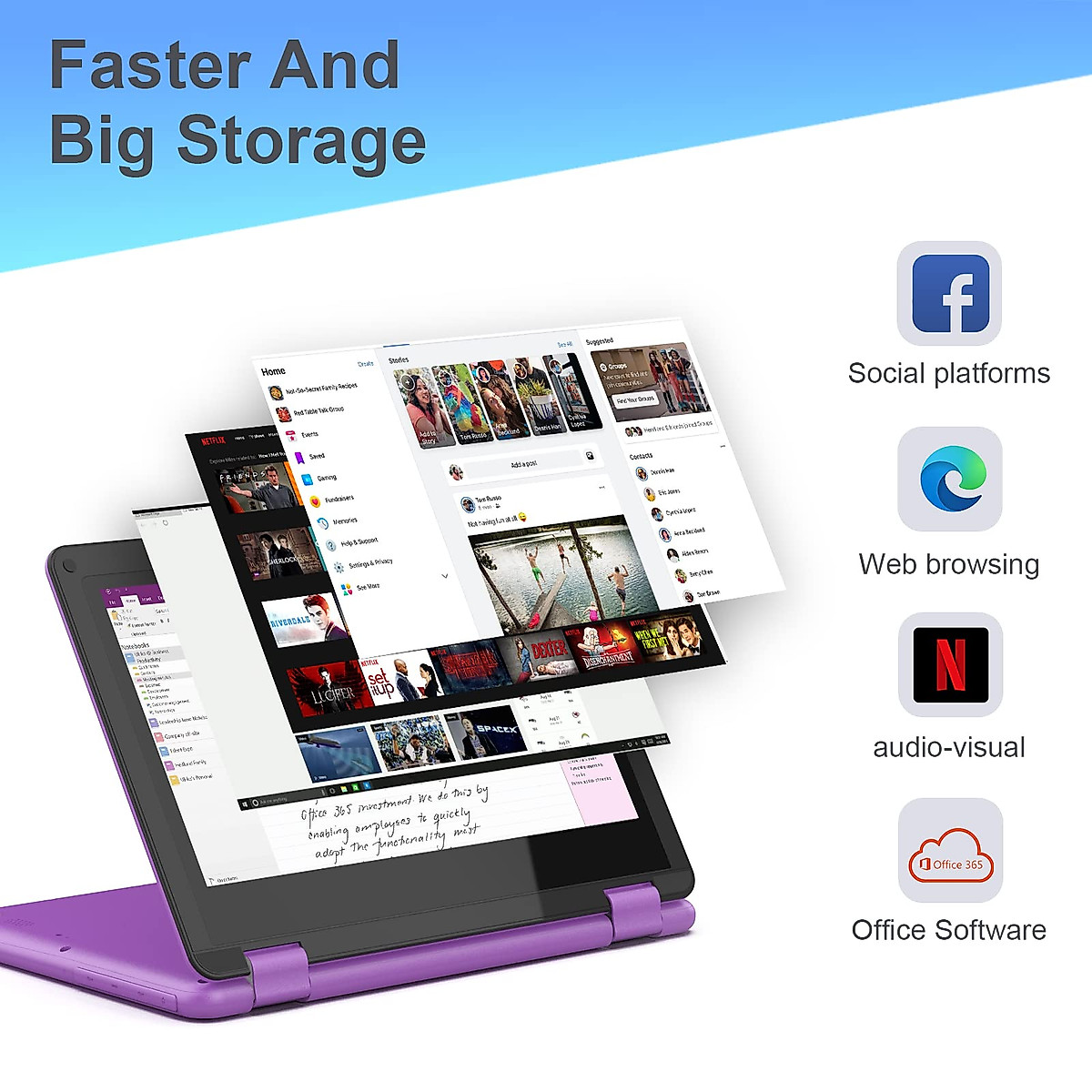 AWOW Purple Touchscreen 2 in 1 Laptop, 11.6" FHD Purple Intel 4 Core Celeron N4120 Processor 6GB RAM 256GB M.2 SSD Storage Kids Gift Convertible Laptop