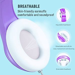 Anivia Computer Headsets Over Ear Headphones Wired Gaming Headset with Mic for PC Mac PS4 PS5 Xbox One, Stereo Surround Sound, Purple