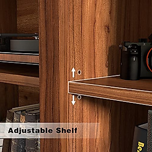 YESHOMY Modern Farmhouse TV Stand with Two Barn Doors and Storage Cabinets for Televisions up to 65+ Inch, Entertainment Center Console Table, Media Furniture for Living Room, 58 Inch, Walnut