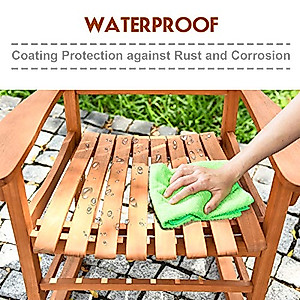 Giantex Set of 2 Porch Rocking Chair Outdoor and Indoor Use, Solid Eucalyptus Wood Rocker with Natural Finish, Front Porch Chairs for Patio Deck Garden, Wooden Rocking Adirondack Chair Set