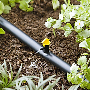 Lxcom Lighting 50 Pack 1/2 GPH Flag Dripper Emitter Drip Emitters 2L/H Irrigation Emitter Sprinkler Drippers System Parts Connect 4mm/7mm Hose for Lawn Vegetables Garden (Yellow)