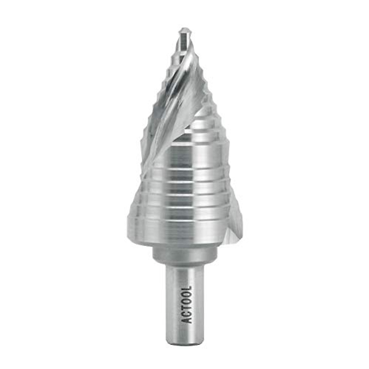 ACTOOL Industrial HSS Step Drill Bit 7/8 inch to 1-1/8 inch with 3/8 inch Shank, Double Spiral Flute