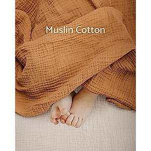 Muslin Crib Sheets for Girls and Boys, Cotton Boho Neutral Fitted Baby Crib Sheet for Standard Crib Mattress & Toddler Bed Mattress (52"x28"), Soft and Breathable, 2 Pack (Retro Yellow&Beige)