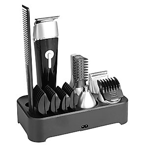 Abbicen New 5 in 1 Multi-functional Beard Trimmer Men's Grooming Kit Dual Shaver Body Trimmer Precision Nose & Ear Trimmer Waterproof Recharqeable Cordless (Black)
