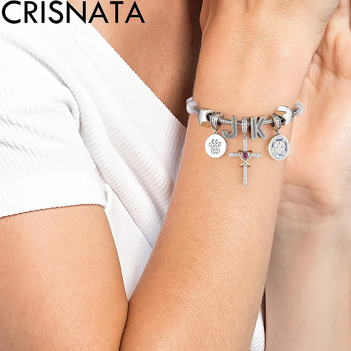 Letter J Charms, Initial J Alphabet Beads in Vintage 925 Sterling Silver, fits Pandora Women Charm Bracelet, Gift for Birthday/Children/Friends