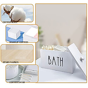 Bathroom Organizer Tampon Storage Container for Bathroom, Farmhouse Pine Wood Decorative Bathroom Container with Lid, 3 Compartments Dispenser Storage Box, Tampon Holder for Tampons, Cotton Swabs, Cotton Balls, Cotton Pads, Cosmetics