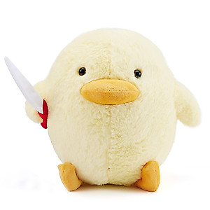 Honganda Cute Duck with Knife Plushies Toy, Soft Stuffed Animal Plush Doll Toys, Plush Throw Pillow Gifts for Kids Adults (Yellow)