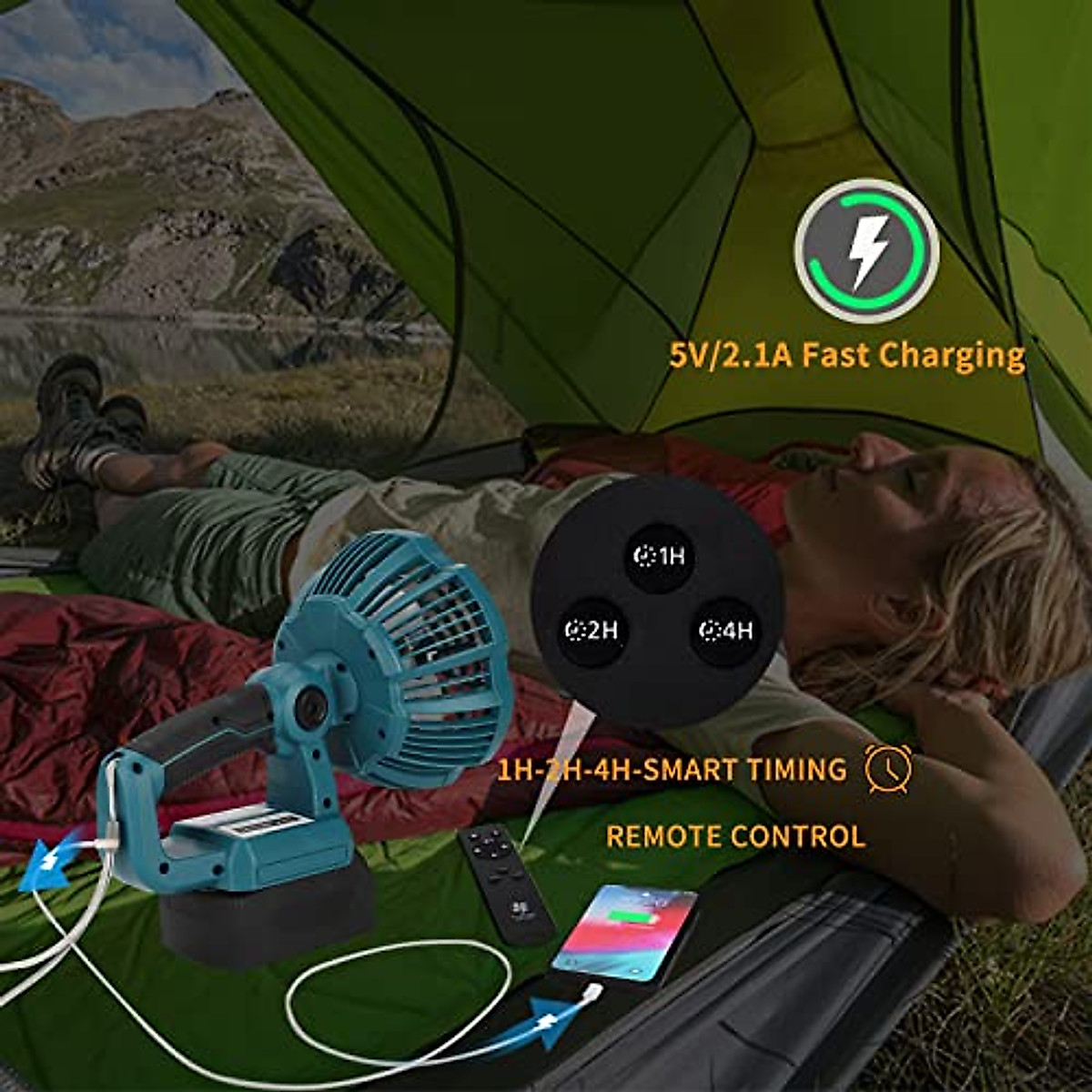 Cordless Fan with Remote for Bosch 18v battery,Tabletop Fan with 3 Energy Efficient Speed Settings and Dimmable Led Light(Tool Only)