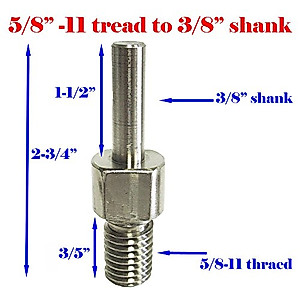 MTP Core Drill Bit Adapter 5/8"-11 Thread Male to 3/8” Shank Diamond Power Drill