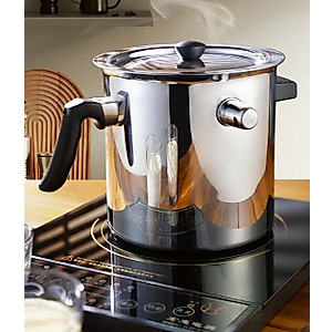 LSQXSS 304 Stainless Steel Double Layer Milk Pot,2.5L Constant Temperature Soup Pot for Induction Cooker and Gas Tove,Automatic Whistle hot Milk Pot,Durable Soup Pot with Anti-scalding Handle