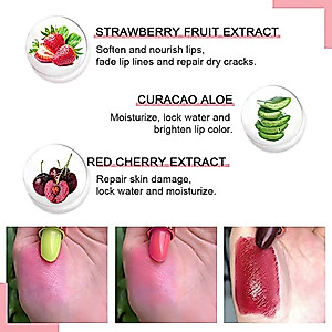 evpct 3Pcs Aloe Vera Strawberry Black Red Cherry Lip Balm Color Changing Lipstick Set PH Mood Magic Lipstick Long Lasting waterproof 24 hour labiales magicos pintalabios permanente 24 horas originales