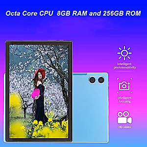 Haofy Gaming Tablet 10 Inch Octa Core CPU HD Tablet Blue for School (US Plug)