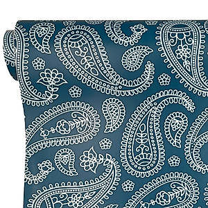 Yifely Self-Adhesive Shelf Liner Removable Drawer Paper for Covering Rent House Shelving Drawers, Vintage Paisley, 17.7 Inch by 9.8 Feet