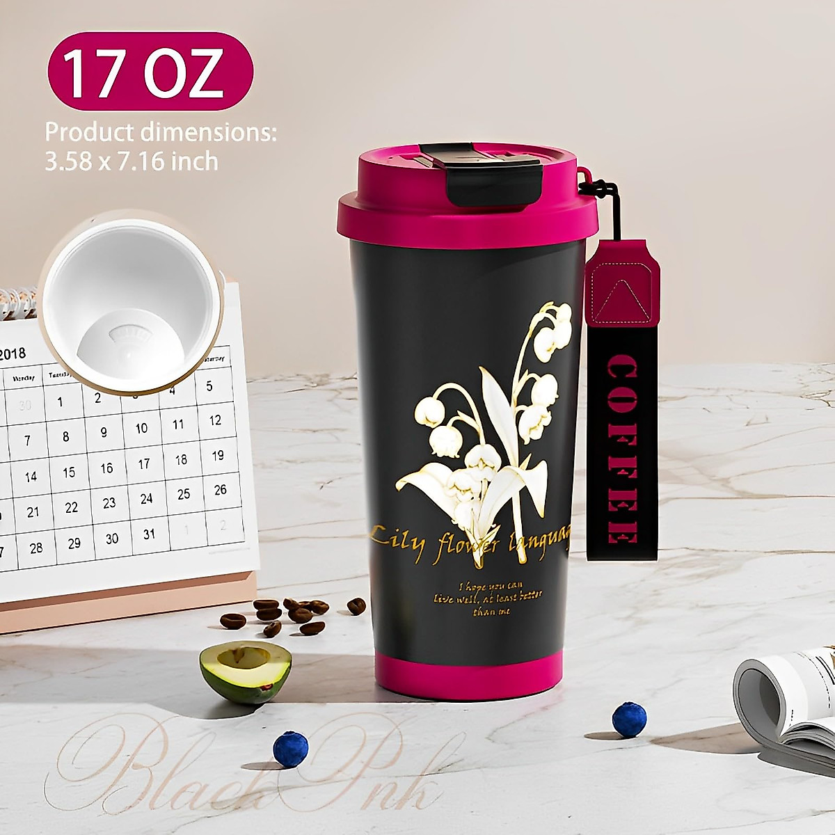 Simple Modern Travel Coffee Mug Tumbler with 360° Sealing | Ceramic-Lined Insulated Stainless Steel Cold Brew Iced Coffee Cup Thermos | Gifts for Women Men Her Him 17oz (Black)