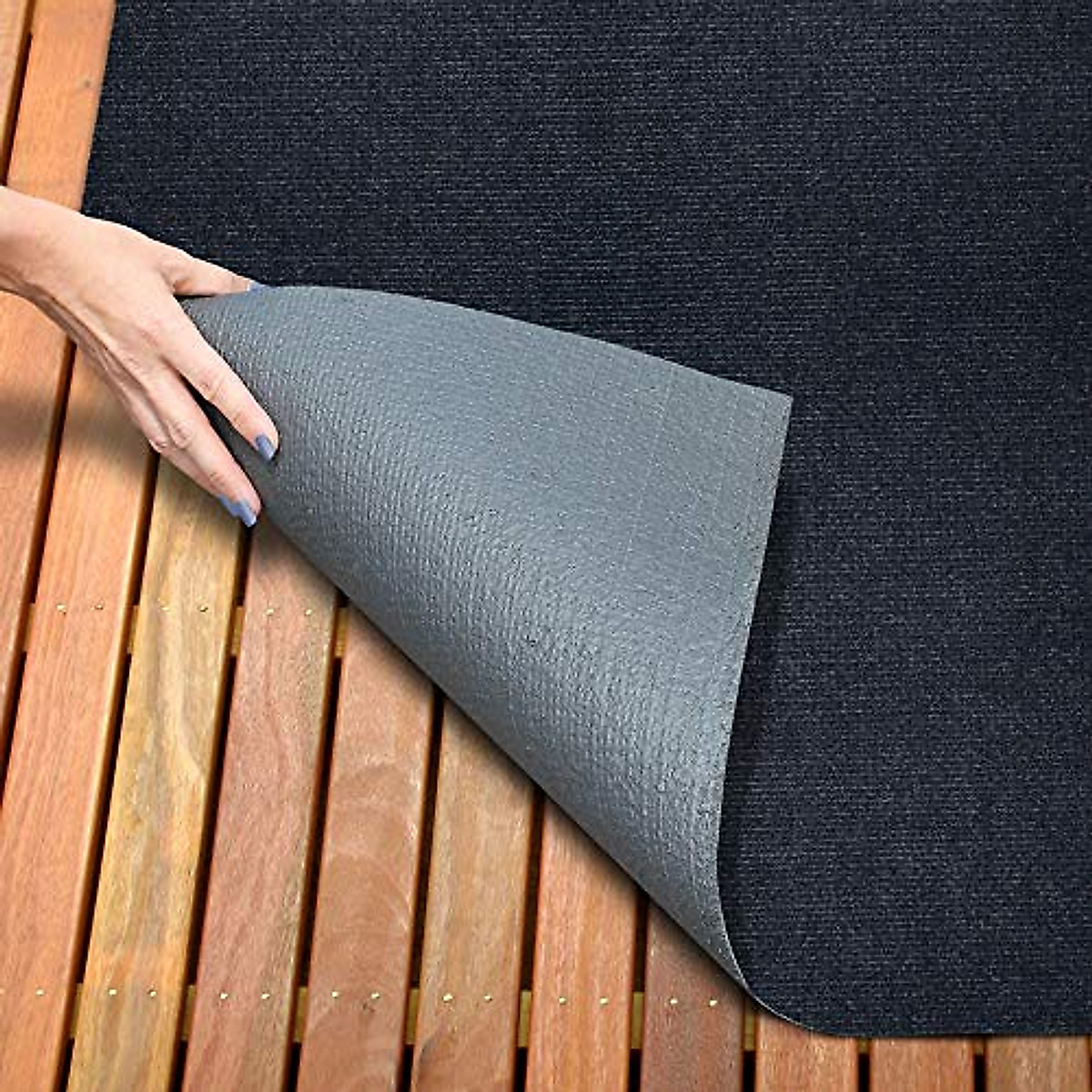 House, Home and More Indoor Outdoor Carpet with Rubber Marine Backing - Nautical Blue - 6 Feet x 10 Feet