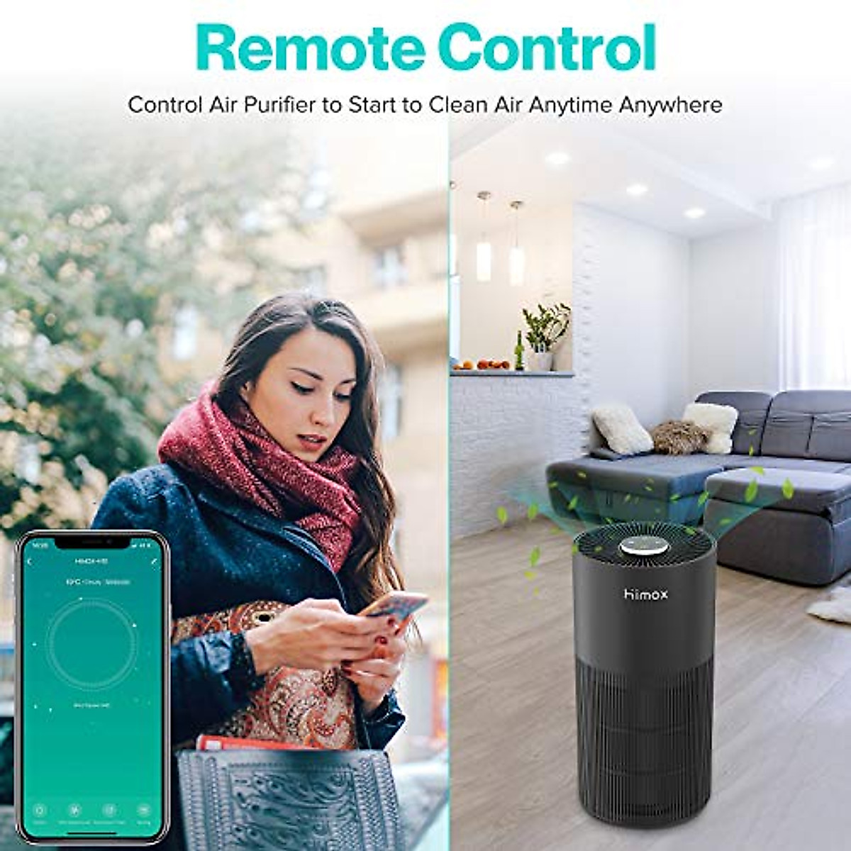 Air Purifiers for Home Bedroom Office, 20dB Quiet H13 True HEPA Filter Airpurifier, Air Cleaner Large Room, Remove 99.99% Dust Bacteria Viruses Smoke Mold Allergies Pet Hair Dander Pollen,WiFi Control