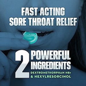 Mucinex Instasoothe Sore Throat Relief + Cough Relief, Sore Throat Lozenges, Cough Drops with Dextromethorphan HBr & Hexylresorcinol, Alpine Herbs & Fresh Mint Flavor Medicated Throat Drops, 40ct