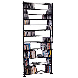 Atlantic Maxsteel 12 Tier Shelving - Heavy Gauge Steel Wire Shelving for 864 CD/450 DVD/Blu-Ray/Games in Gunmetal,38408071