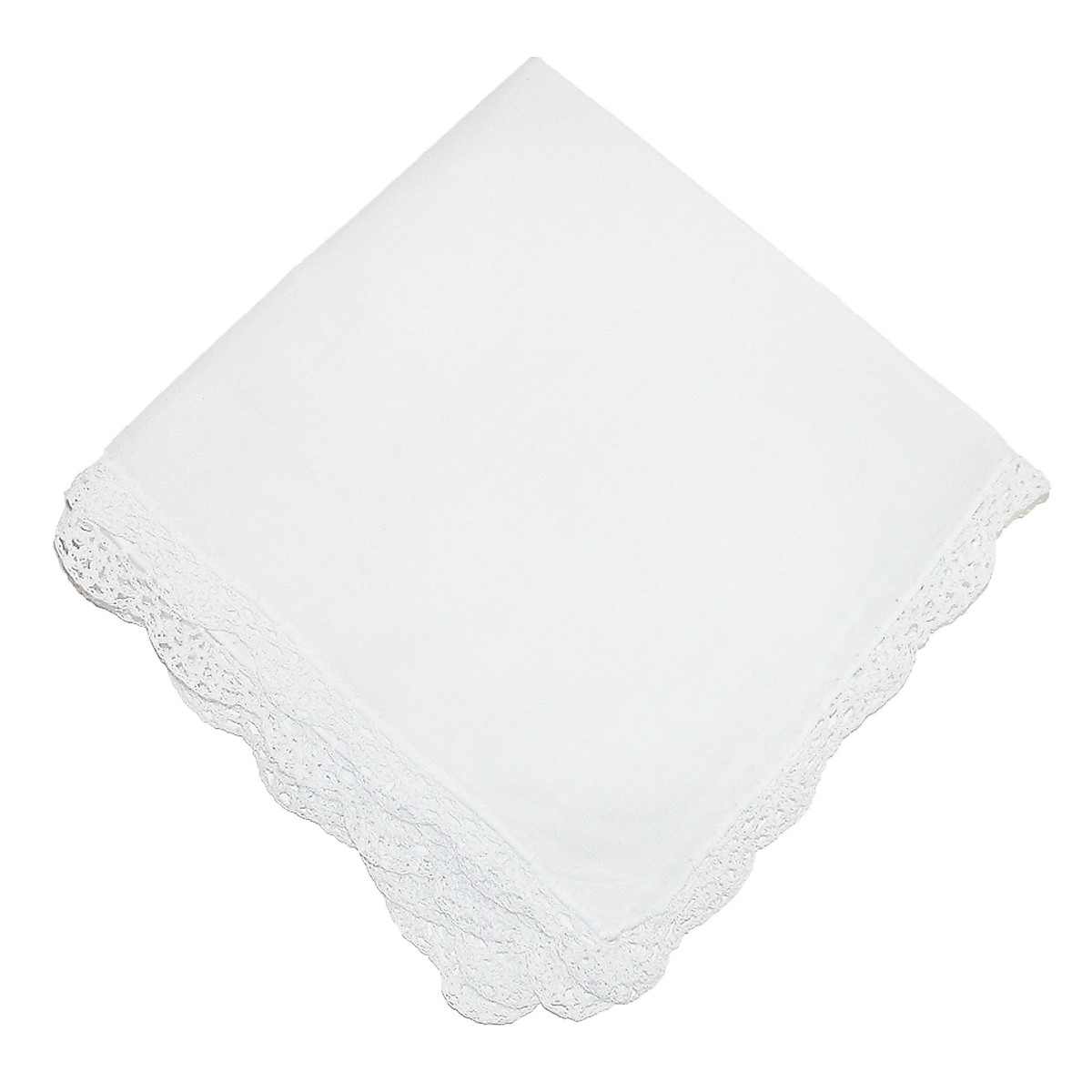 CTM® Women's Cotton Bonnie Lace Handkerchief, White