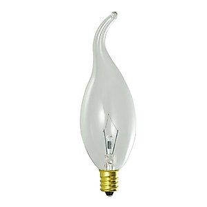 Bulbrite 414025-10PK - 25W - Teardrop CA11 - E12 Base - 120V - 2600K - 2,500Hrs - Clear - Incandescent Chandelier