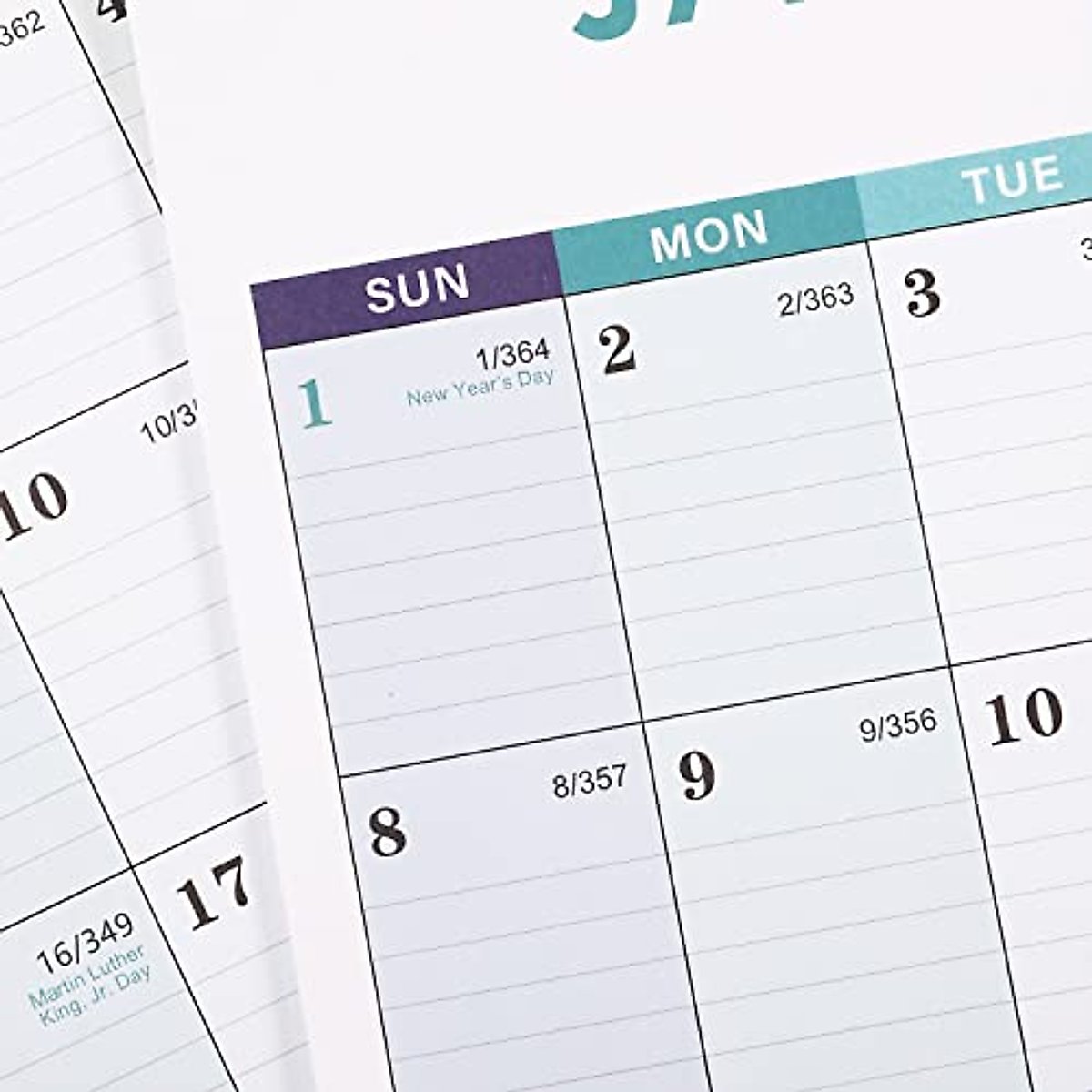 Wall Calendar 2023-2024 - Calendar 2023-2024, Jan. 2023 - Jun. 2024, 12" x 17", 2023 Wall Calendar with Thick Paper, Twin-Wire Binding + Hanging Hook + Large Blocks with Julian Dates - Colorful Lump