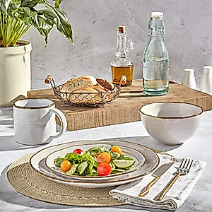 Tabletops Gallery Speckled Farmhouse Collection- Stoneware Dishes Service for 4 Dinner Salad Appetizer Dessert Plate Bowls, 16 Piece Geneva Dinnerware Set