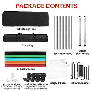 HitTopss Photo Studio Light Box for Photography, 24"x24"x24" Professional LightBox Shooting Tent Kit with 6 Color Backdrops for Jewelry and Product Photography