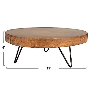 Creative Co-Op Decorative Paulownia Wood Pedestal, Dark Brown