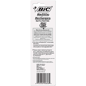 BIC Pen Refill for Wide Body/Velocity/Clear Click, Medium Point, Pack of 2, Blue - MRC21-B-BLU