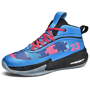 ASHION Boys Girls Shoes Sneakers Kids Shoes Boy's Basketball Shoes for Kids Basketball Shoes Tennis Shoes Non-Slip Sneakers(5,A-Blue)