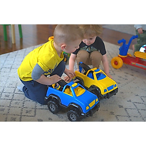Back Bay Play Construction Toys 15" Blue Tow Truck Vehicle Pretend Play - Sand Toys - Indoor Outside Toys for Toddlers 3 and Up – Made in USA