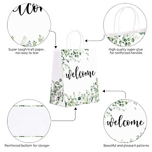 QIELSER 50 pcs Welcome Bags for Wedding Guests Bulk, White Welcome Gift Bags with Handles Shopping paper Bags Good for Wedding, Birthday Party Supplies, Craft, Packaging, Retail