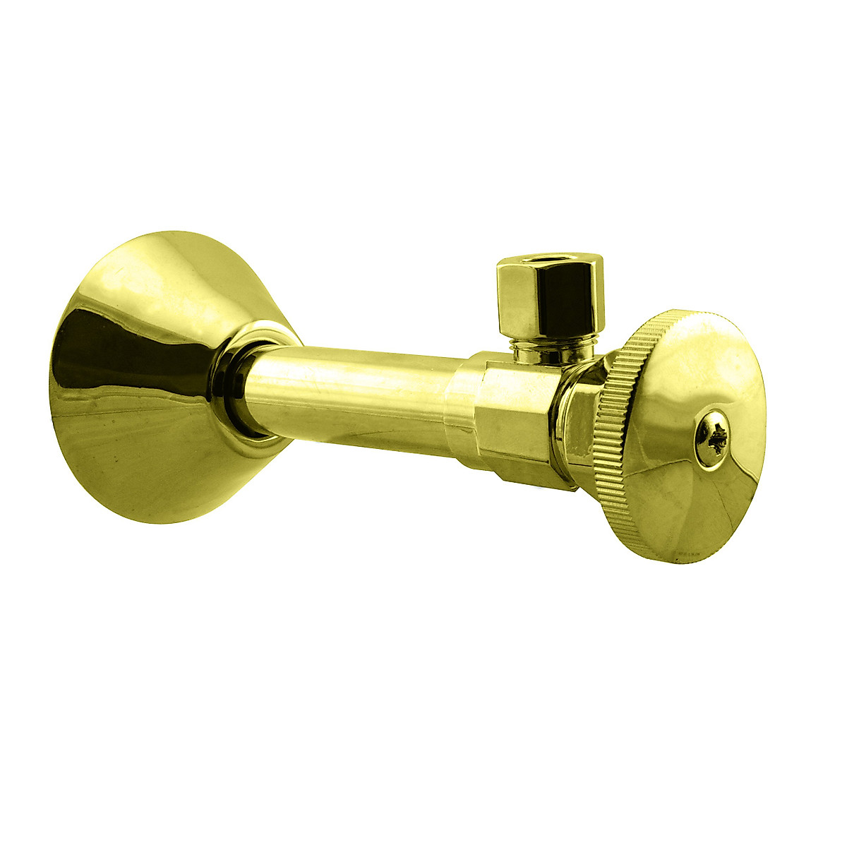 Westbrass D1112-01 Round Handle Angle Stop Shut Off Valve, 1/2" Copper Sweat x 3/8" OD Compression Outlet, Polished Brass