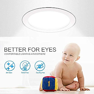 SAATLY 13W 6 inch LED Recessed Lighting, Ultra Thin Ceiling Downlight with Junction Box, 5000K Daylight Dimmable, 850lm 110W Eqv. ETL Certified, Pack of 12