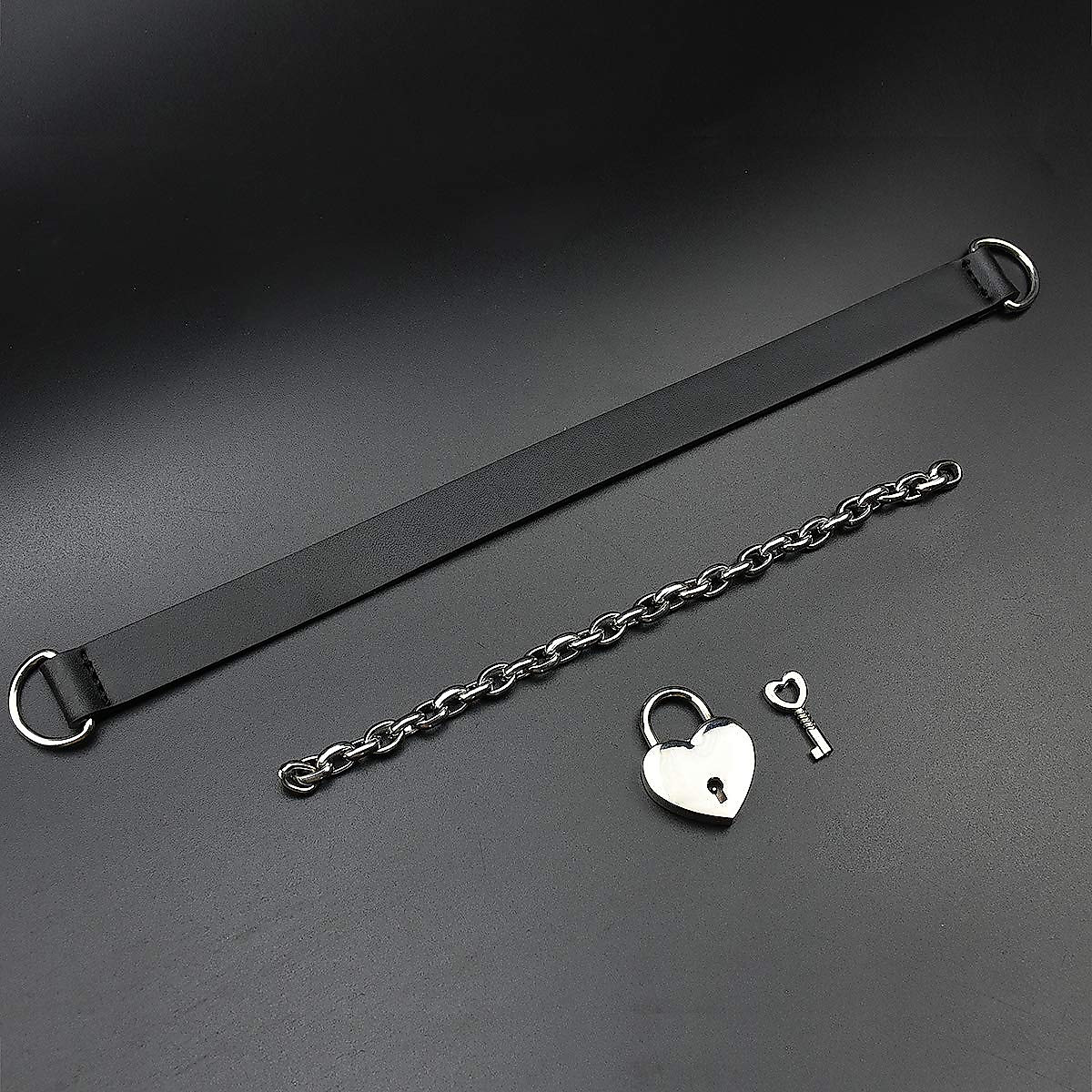 Alona Magic Goth Choker Necklaces for Women, Black Choker and Heart Padlock Day Collar with Key, Black PU Leather Choker Collar for Women