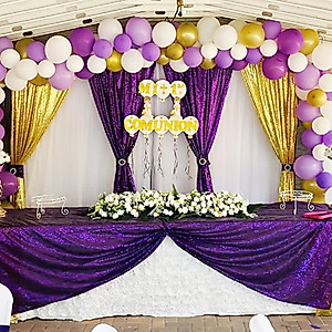 SoarDream Purple Sequin Backdrop 2 Pieces 2ftx8ft Wedding Glitter Curtain Backdrop Arch Fabric Drapes for Baby Shower Birthday Party Decoration