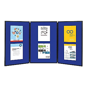Quartet Show-IT! 3-Panel Display System, 6' x 3', Double-Sided, Blue/Gray