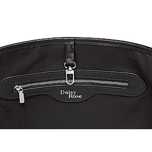 Daisy Rose Tote Shoulder Travel Bag & Matching Clutch PU Vegan Leather - Black Check