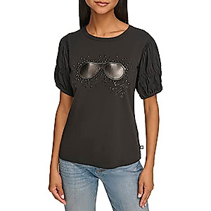 Karl Lagerfeld Paris Women's Casual Sunglass Top Logo, Black