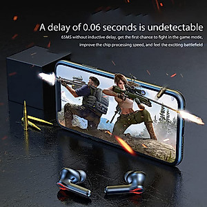 Low Latency Wireless Earphone TWS Gaming Headset with Bass Waterproof Sports Headphones Gamer Earbuds for iPhone, Samsung,LG and Other Mobile Phones, Tablets,TV's, Smart Bluetooth Devices