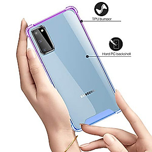 SALAWAT Galaxy S20 Case, Clear Galaxy S20 Case Cute Gradient Slim Phone Case Cover Reinforced TPU Bumper Shockproof Protective Case for Samsung Galaxy S20 6.2 Inch 2020 (Purple Blue)