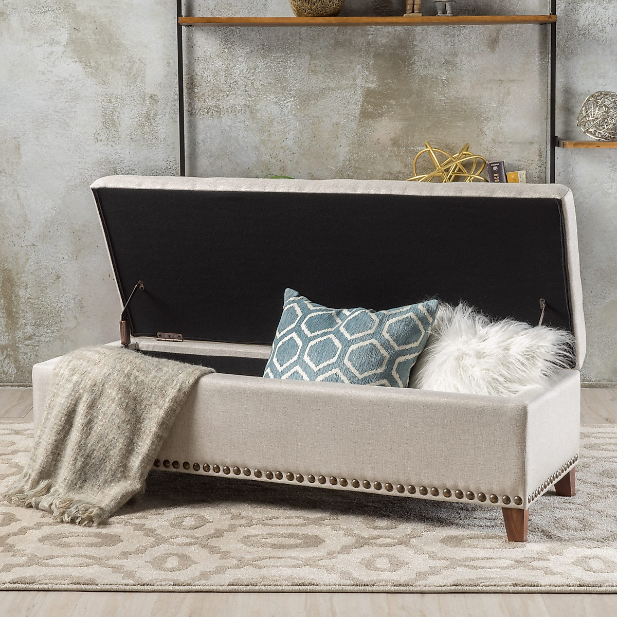 Christopher Knight Home Gavin Fabric Storage Ottoman, Beige